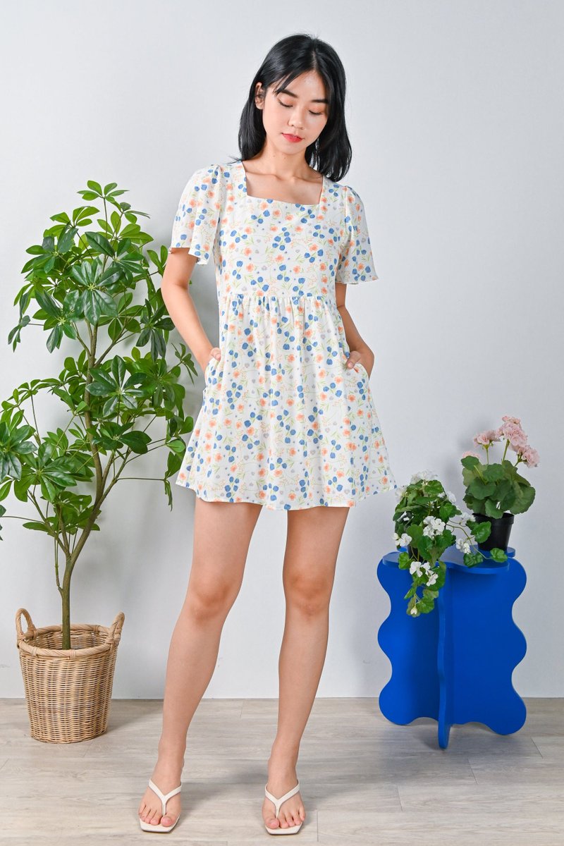 EVENA WHITE FLORAL DRESS-ROMPER | All Would Envy