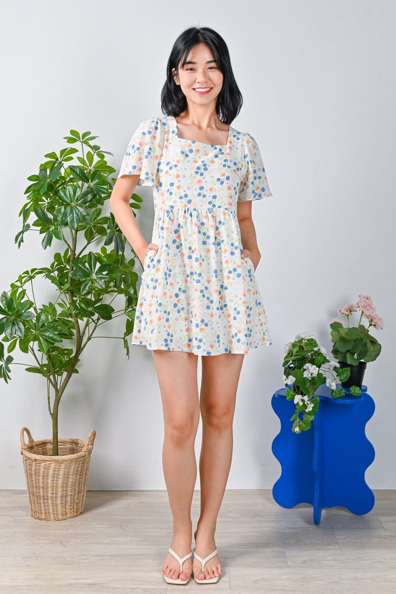 EVENA WHITE FLORAL DRESS-ROMPER | All Would Envy