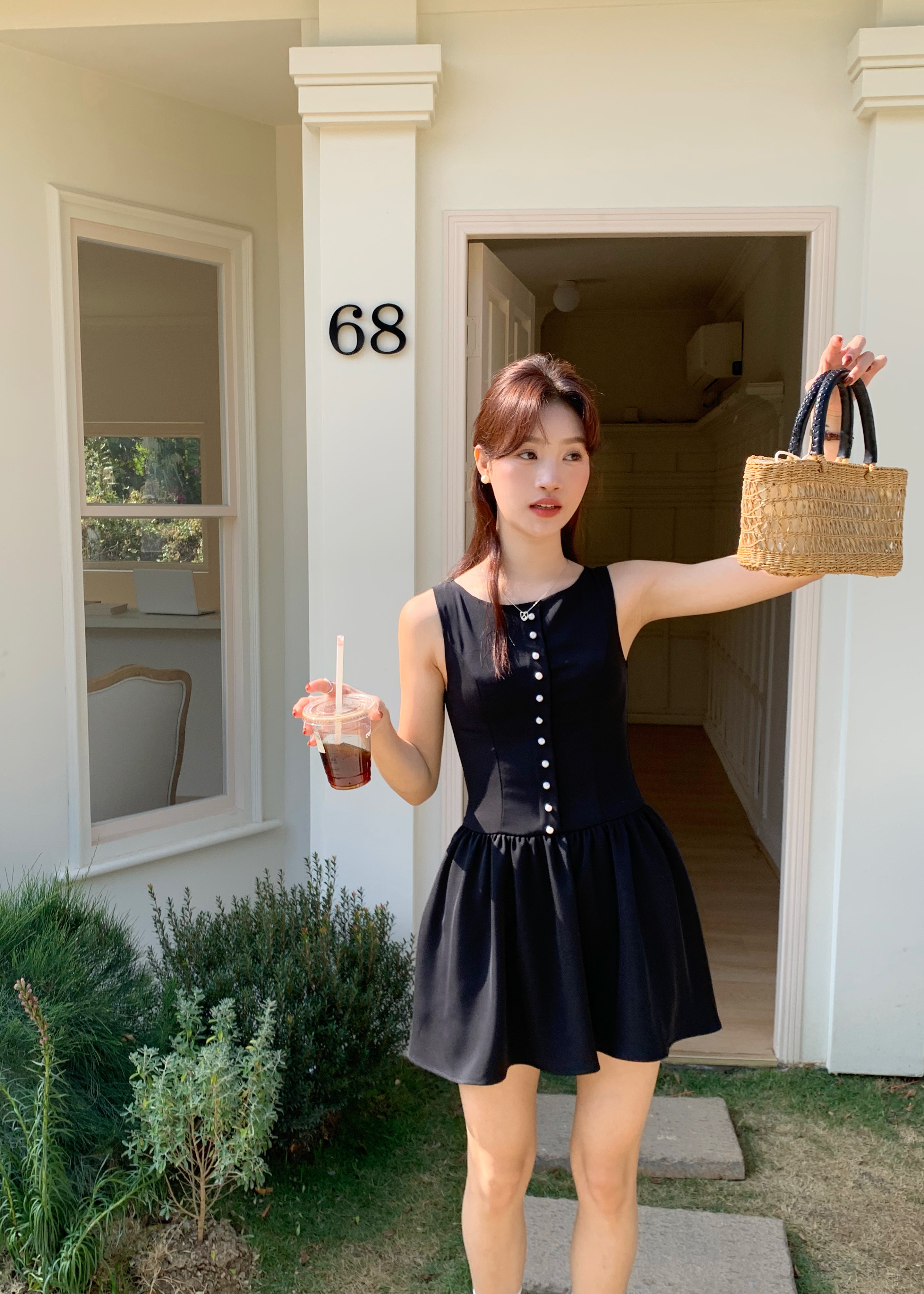 Diana Fleur Mini Dress in Black | Minss