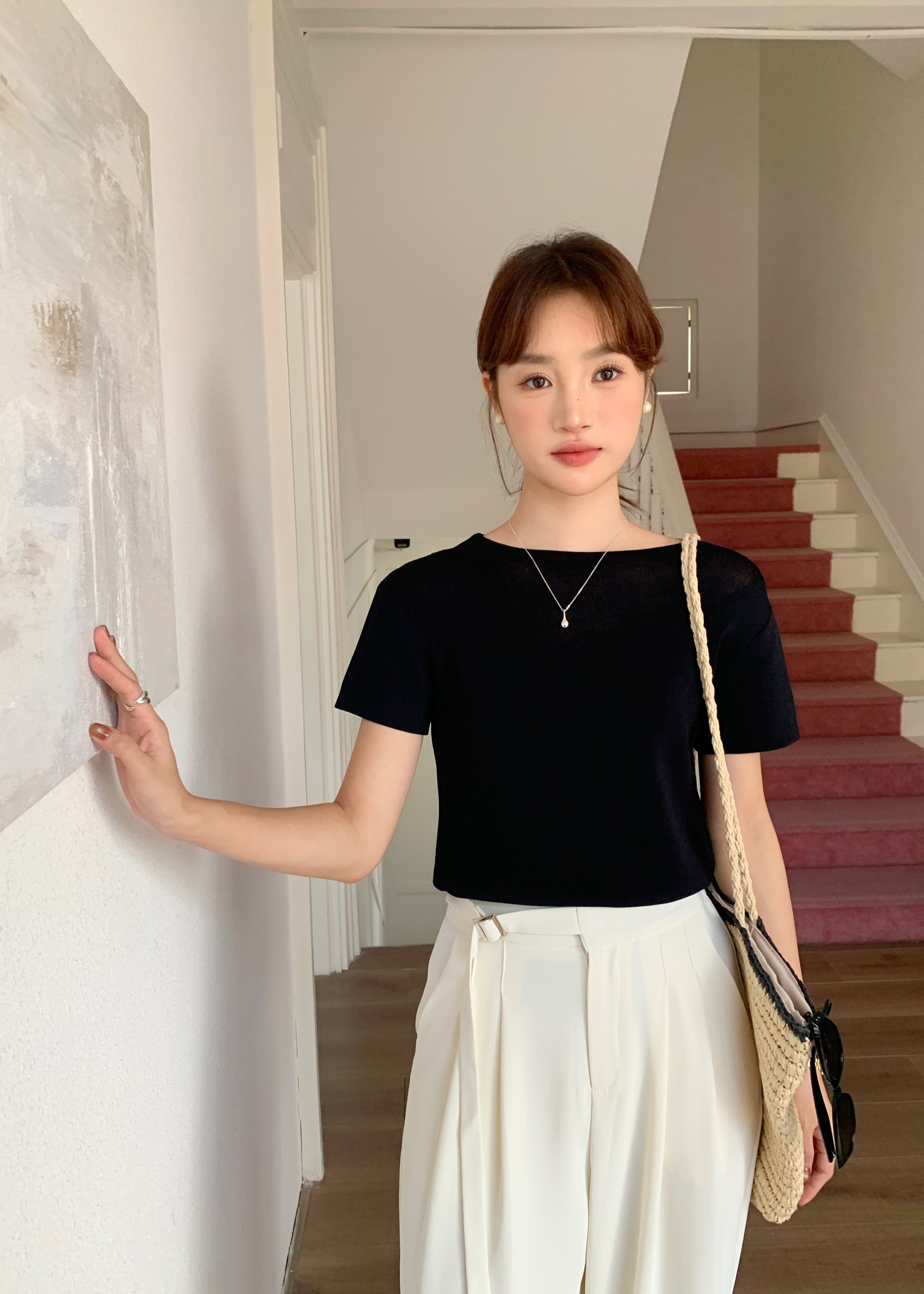 Classic Wide Leg Trousers in Apricot | Minss